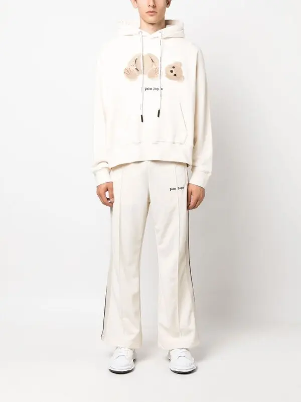 Palm Angels Logo-embroidered Flared Track Pants - Neutrals
