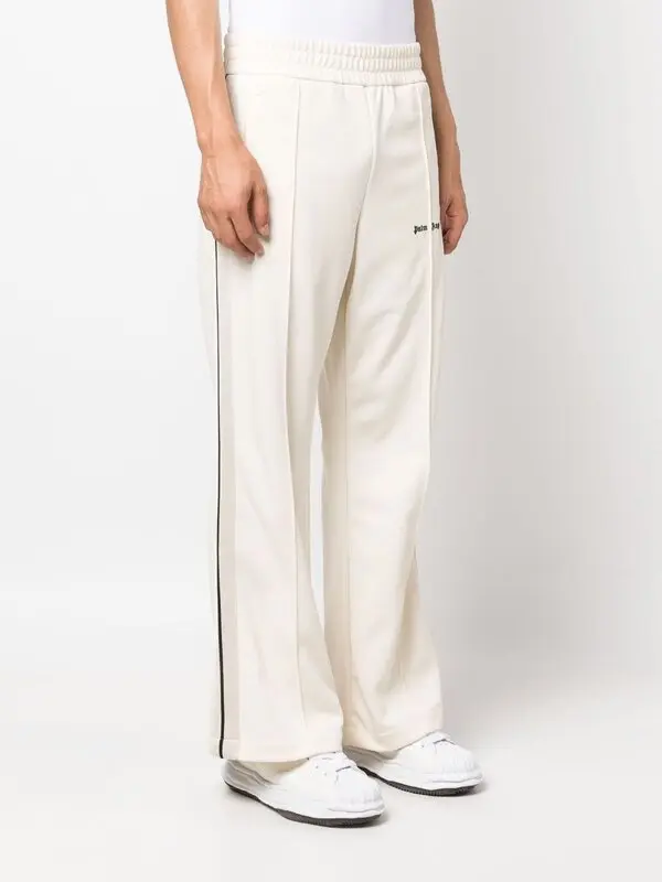 Palm Angels Logo-embroidered Flared Track Pants - Neutrals