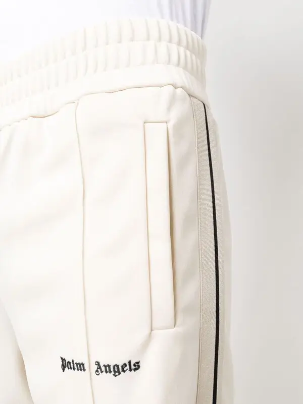 Palm Angels Logo-embroidered Flared Track Pants - Neutrals