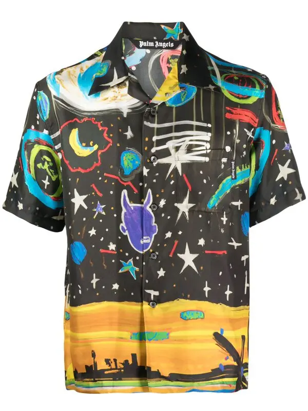 Palm Angels Starry Night Bowling Shirt - Black