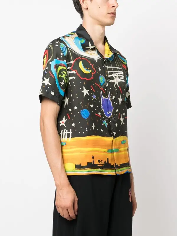 Palm Angels Starry Night Bowling Shirt - Black