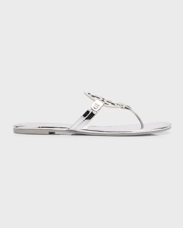 Tory Burch Miller Logo Thong Sandals - Argento