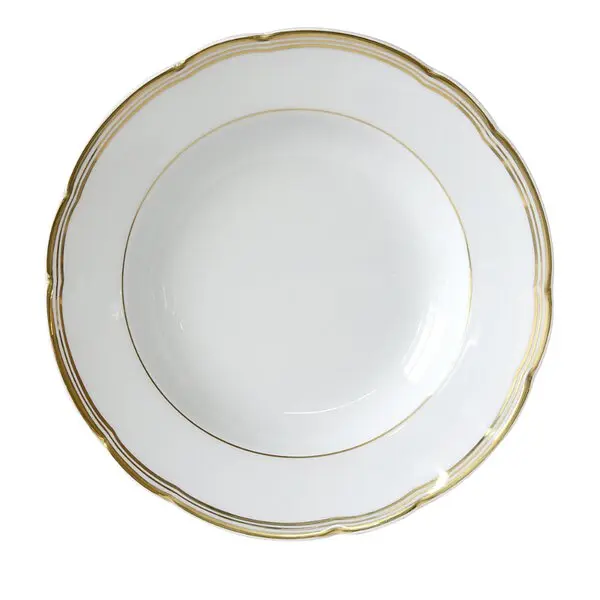 Bernardaud Pompadour Rim Soup Plate - White/gold