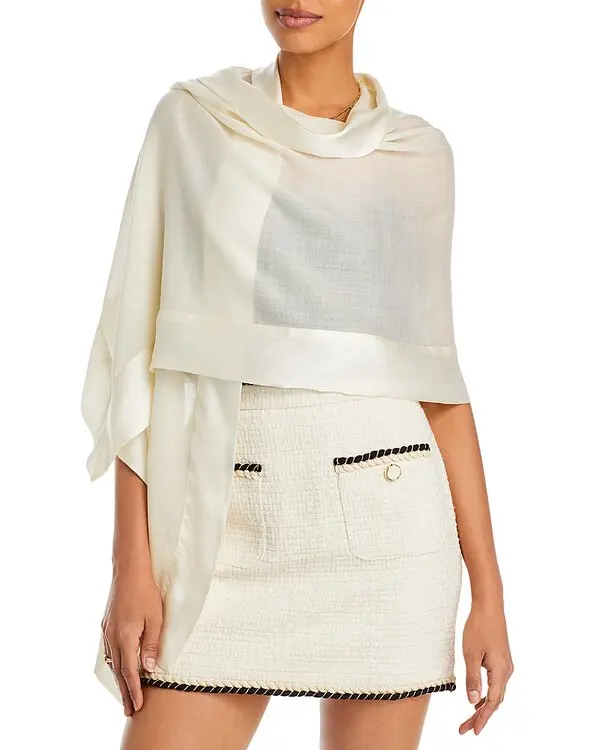 Echo Soiree Wool & Silk Wrap - Ivory