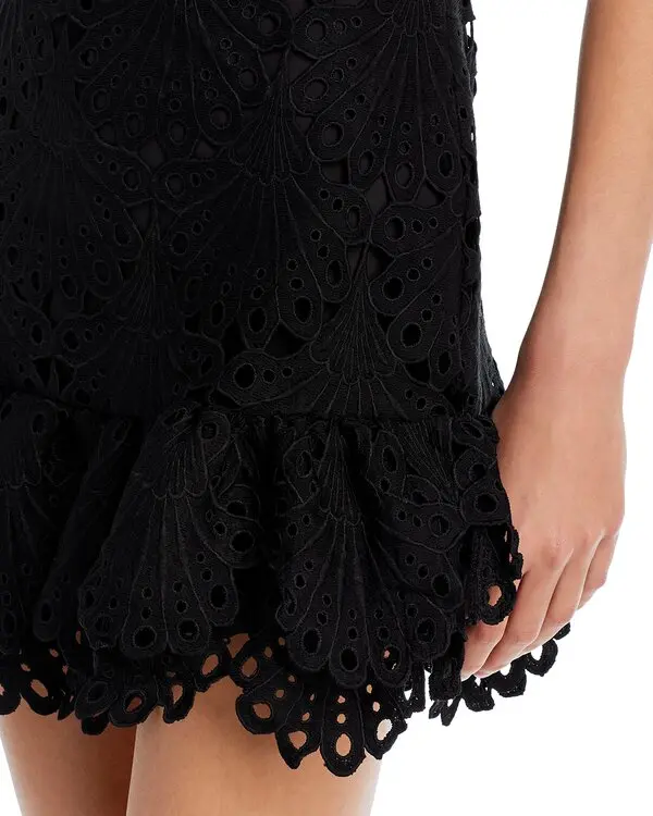 Aqua Mock Neck Lace Shift Dress Exclusive - Black