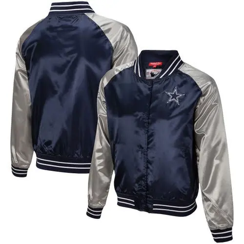 Mitchell & Ness Dallas Cowboys Team 2.0 Satin Raglan Full-snap Jacket - Navy