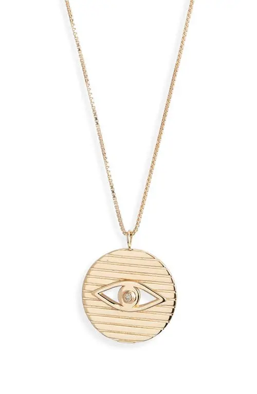 Jennifer Zeuner Jewelry Stassi Diamond Evil Eye Pendant Necklace - Yellow Gold