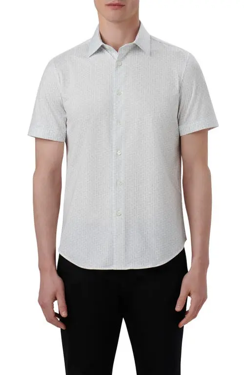 Bugatchi Miles Ooohcotton Champagne Print Short Sleeve Button-Up Shirt -  Chalk | Editorialist