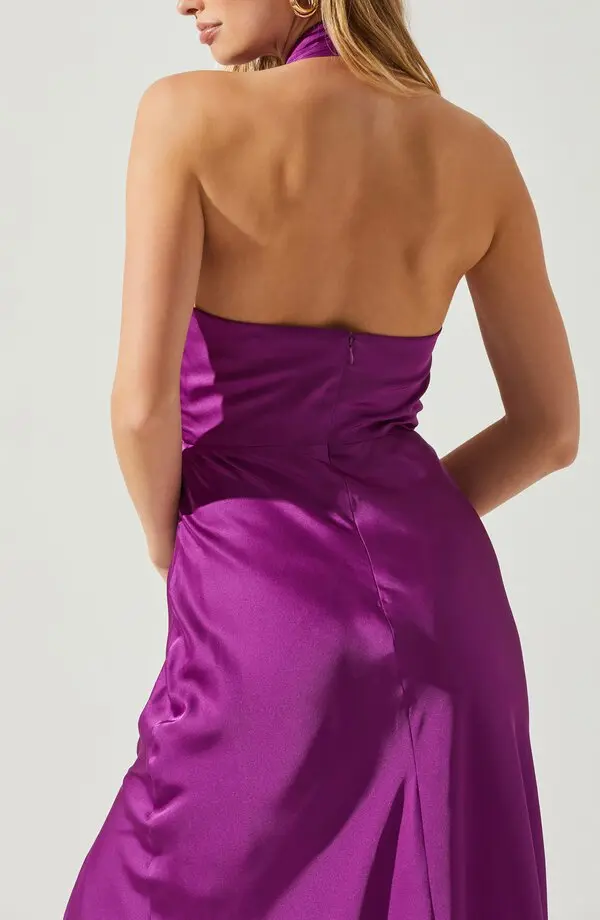 dresses satin Soleil | Long Sleeve Off or On the Shoulder Soft Satin Dress | 7482