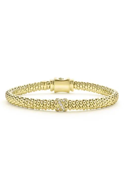 Lagos Embrace Diamond Station Caviar Beaded Bracelet - Gold
