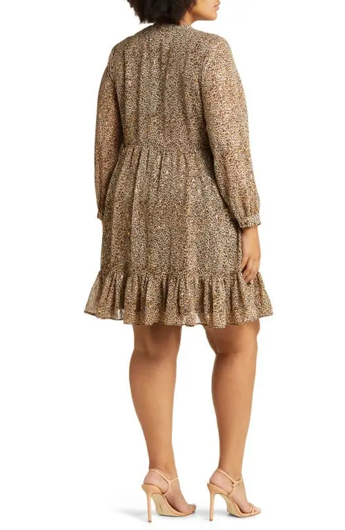 Vince Camuto Leopard Print Long Sleeve Dress