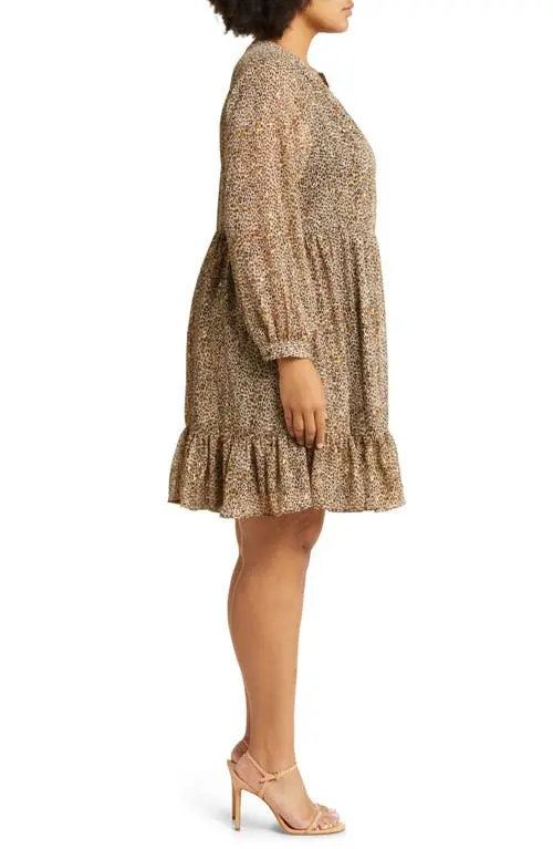 Vince Camuto Leopard Print Long Sleeve Dress