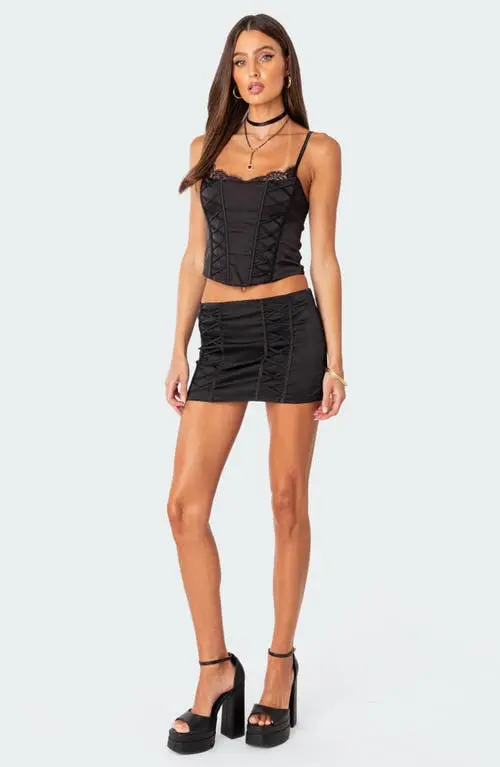 EDIKTED Lilith Lace Trim Satin Corset
