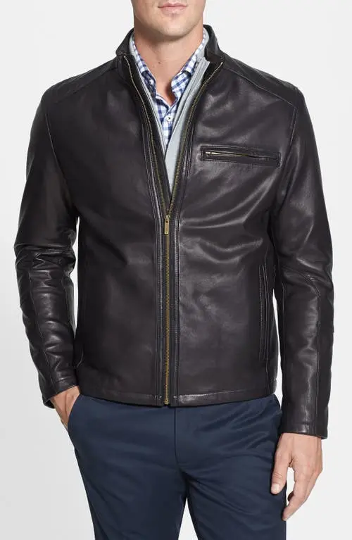 Cole Haan Lambskin Leather Moto Jacket