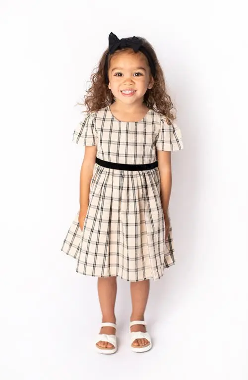 Popatu Cap Sleeve Check Cotton Dress - Blue Multi | Editorialist