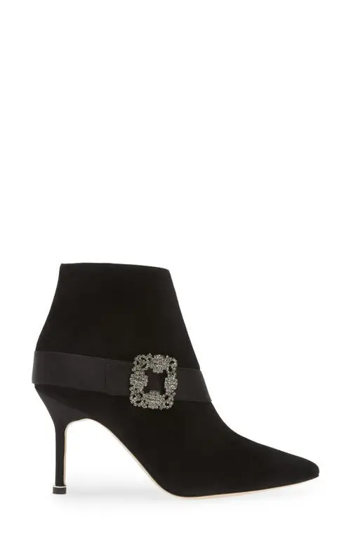Manolo Blahnik Plinianu Crystal Buckle Booties