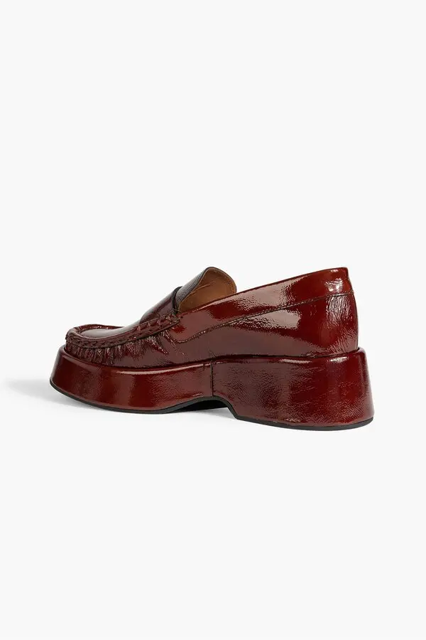GANNI Crystal-embellished Patent-leather Loafers