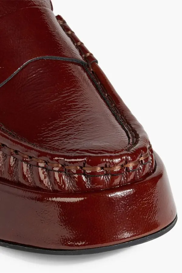 GANNI Crystal-embellished Patent-leather Loafers
