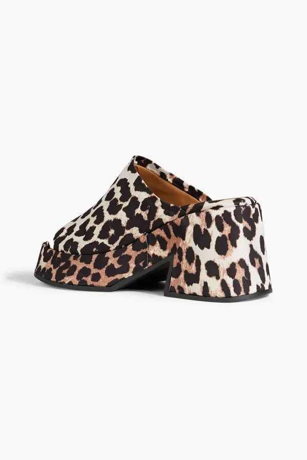 GANNI Leopardprint Faille Platform Mules