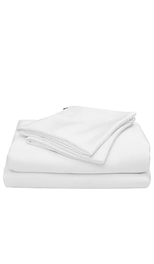 ETTITUDE Twin Sateen Solid Sheet Set In White - Cloud