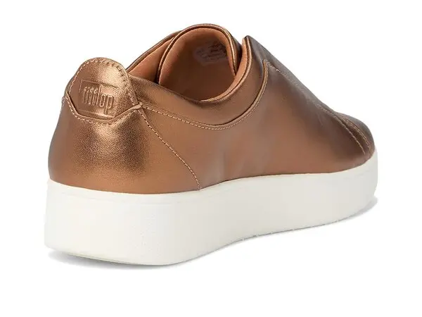 Fitflop Rally Elastic Metallic Leather Slip-on Sneakers Shoes Bronze Mix