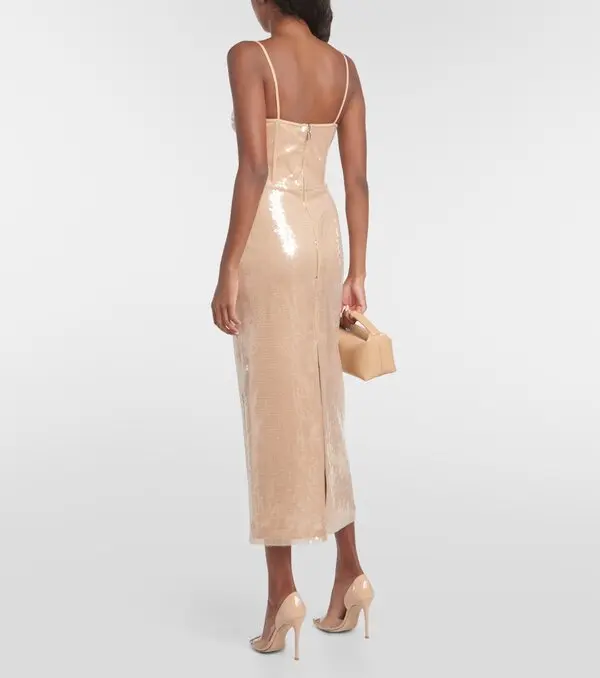 David Koma Sequined Midi Dress - Beige