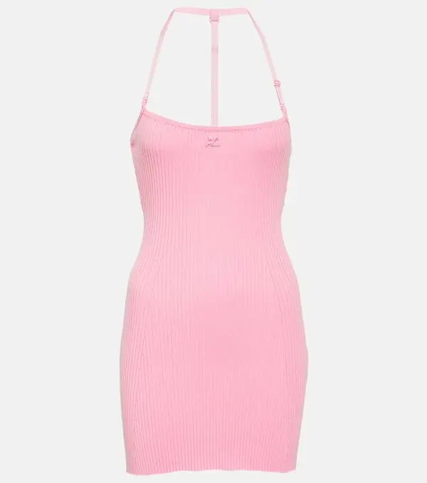 COURREGES Courrèges Ribbed-knit Mini Dress - Pink