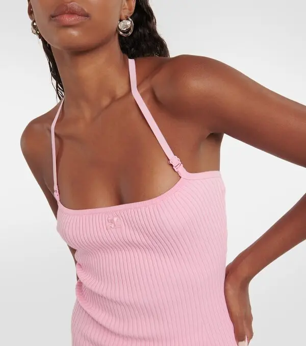 COURREGES Courrèges Ribbed-knit Mini Dress - Pink
