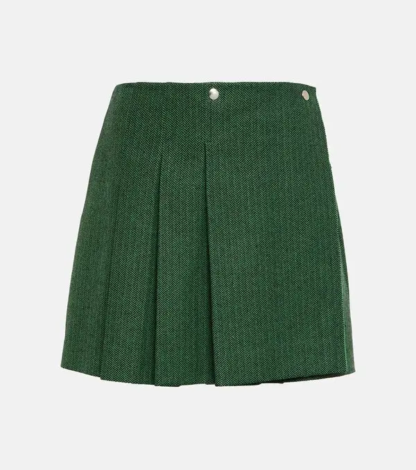 Plan C Pleated Wool-blend Miniskirt