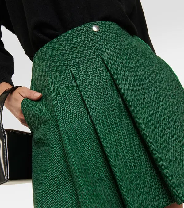 Plan C Pleated Wool-blend Miniskirt