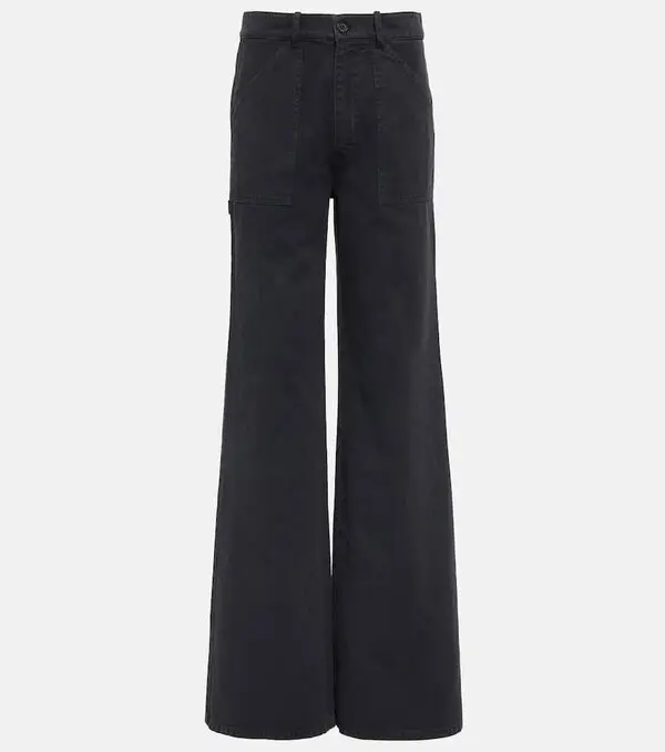 NILI LOTAN Quentin Twill Wide-leg Trousers - Grey