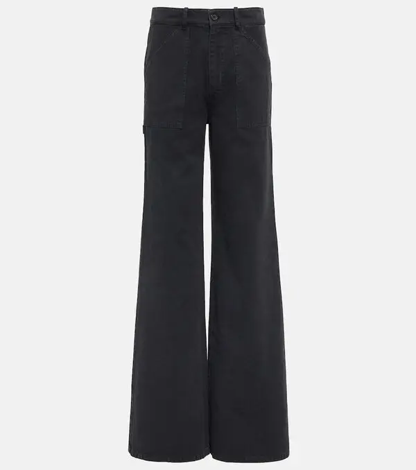 NILI LOTAN Quentin Twill Wide-leg Trousers - Grey