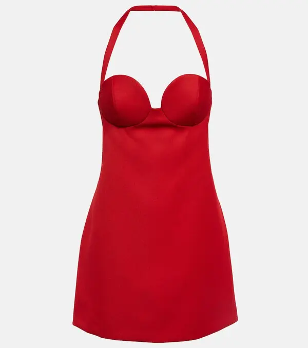 Magda Butrym Halterneck Virgin Wool Minidress - Red
