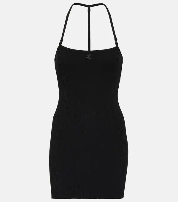 COURREGES Courrèges Ribbed-knit Mini Dress - Black