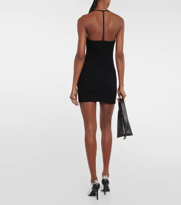 COURREGES Courrèges Ribbed-knit Mini Dress - Black