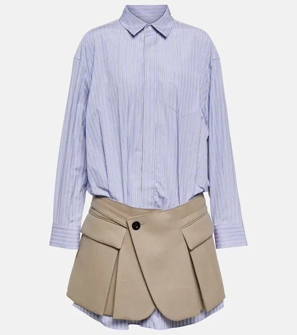Sacai X Thomas Mason Shirt Dress In Multicoloured - 30% Off