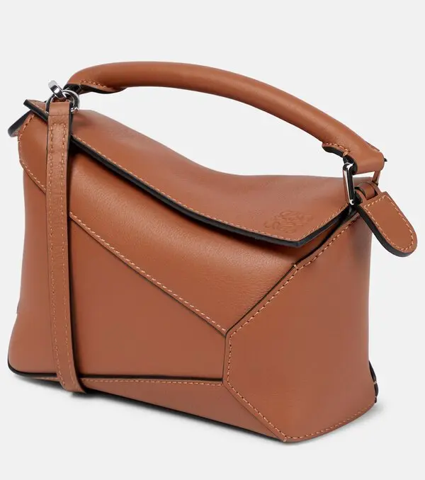 Loewe Puzzle Edge Mini Leather Tote Bag - Brown