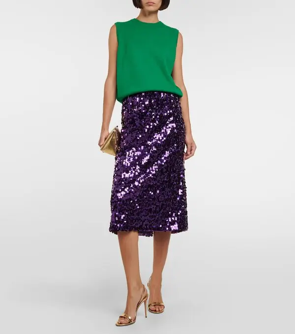 Plan C Sequined Midi Skirt