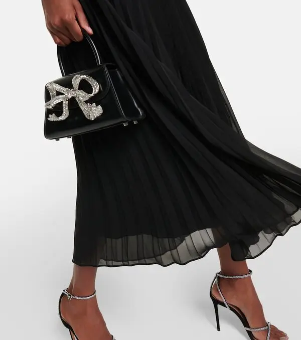 Self-Portrait Boucl And Chiffon Midi Dress In Black - 30% Off |  Editorialist