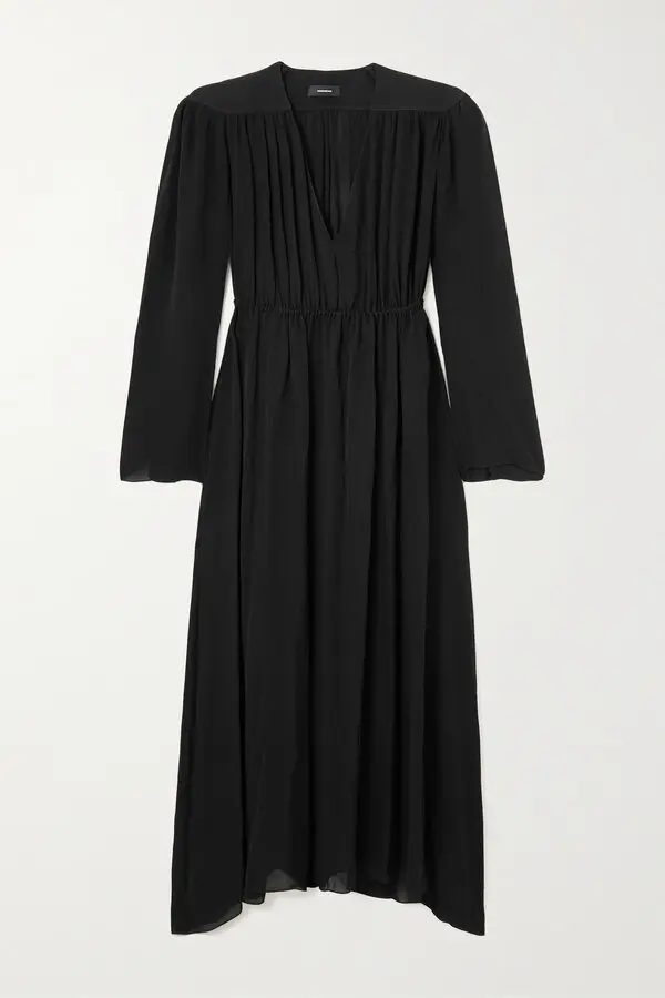 Wardrobe.NYC Gathered Silk-voile Maxi Dress