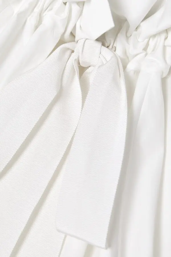 PATOU Grosgrain-trimmed Ruffled Cotton-poplin Blouse - White