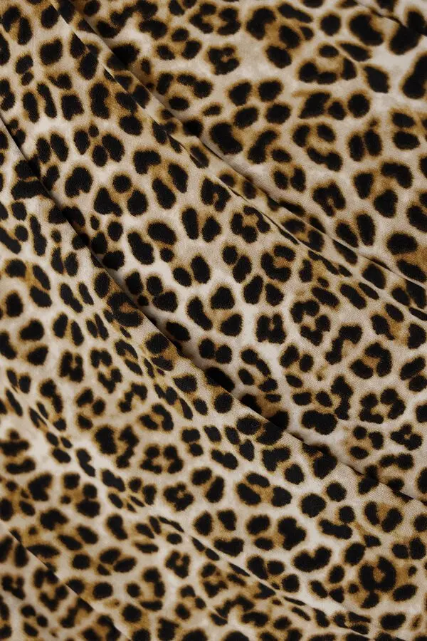 Norma Kamali Diana Strapless Ruched Leopard-print Midi Dress