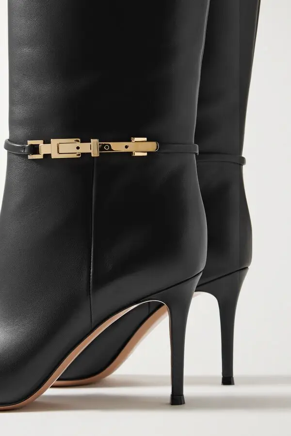 GIANVITO ROSSI Glove 85 Embellished Leather Knee Boots
