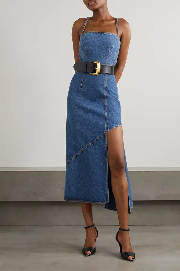 asymmetric panelled denim midi dress COS Asymmetric Panelled Denim Midi Dress