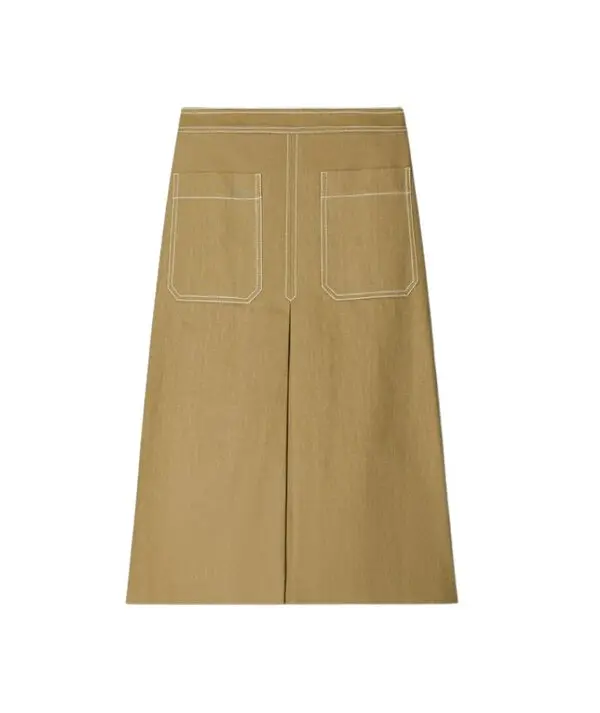 Tory Burch Cotton Twill Skirt - Stone Moss