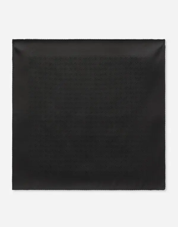 Dolce & Gabbana Silk Jacquard Pocket Square With Dg Logo - Black