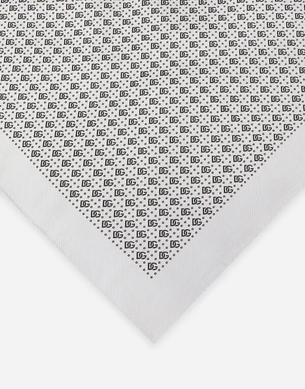 Dolce & Gabbana Silk Jacquard Pocket Square With Dg Logo - White
