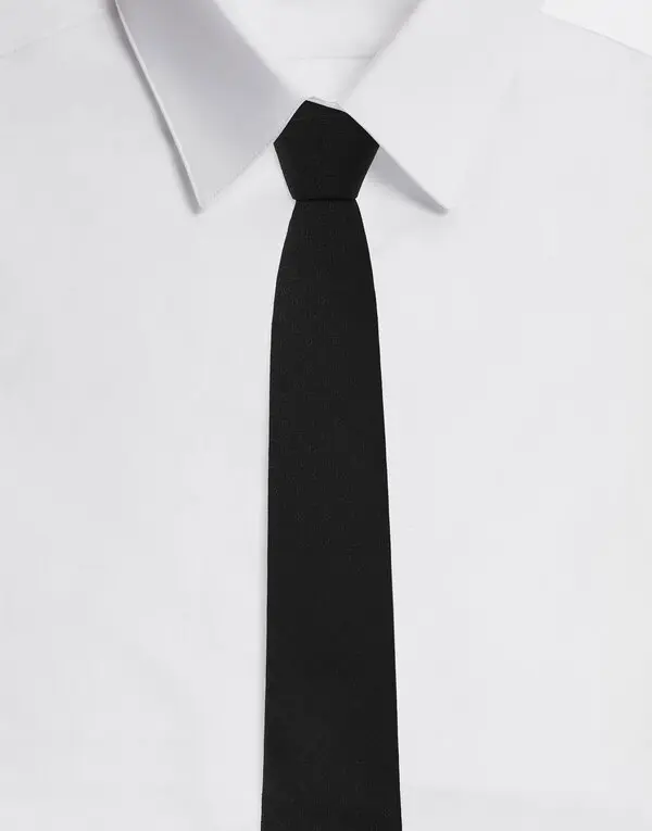 Dolce & Gabbana Silk Jacquard Tie With Dg Logo - Black