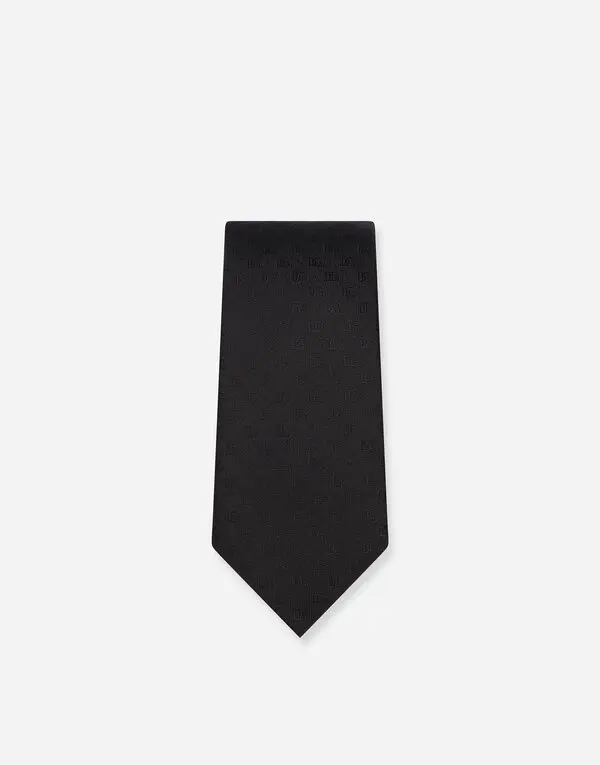 Dolce & Gabbana Silk Jacquard Tie With Dg Logo - Black