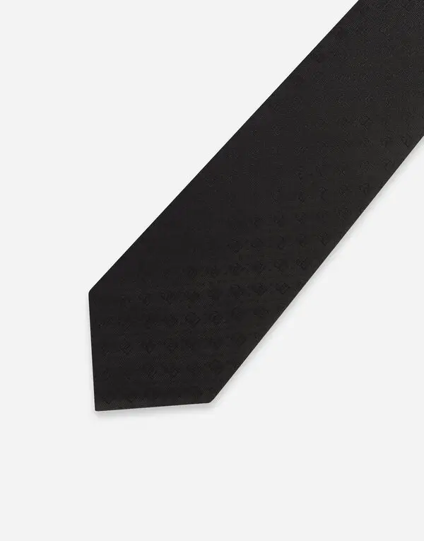 Dolce & Gabbana Silk Jacquard Tie With Dg Logo - Black